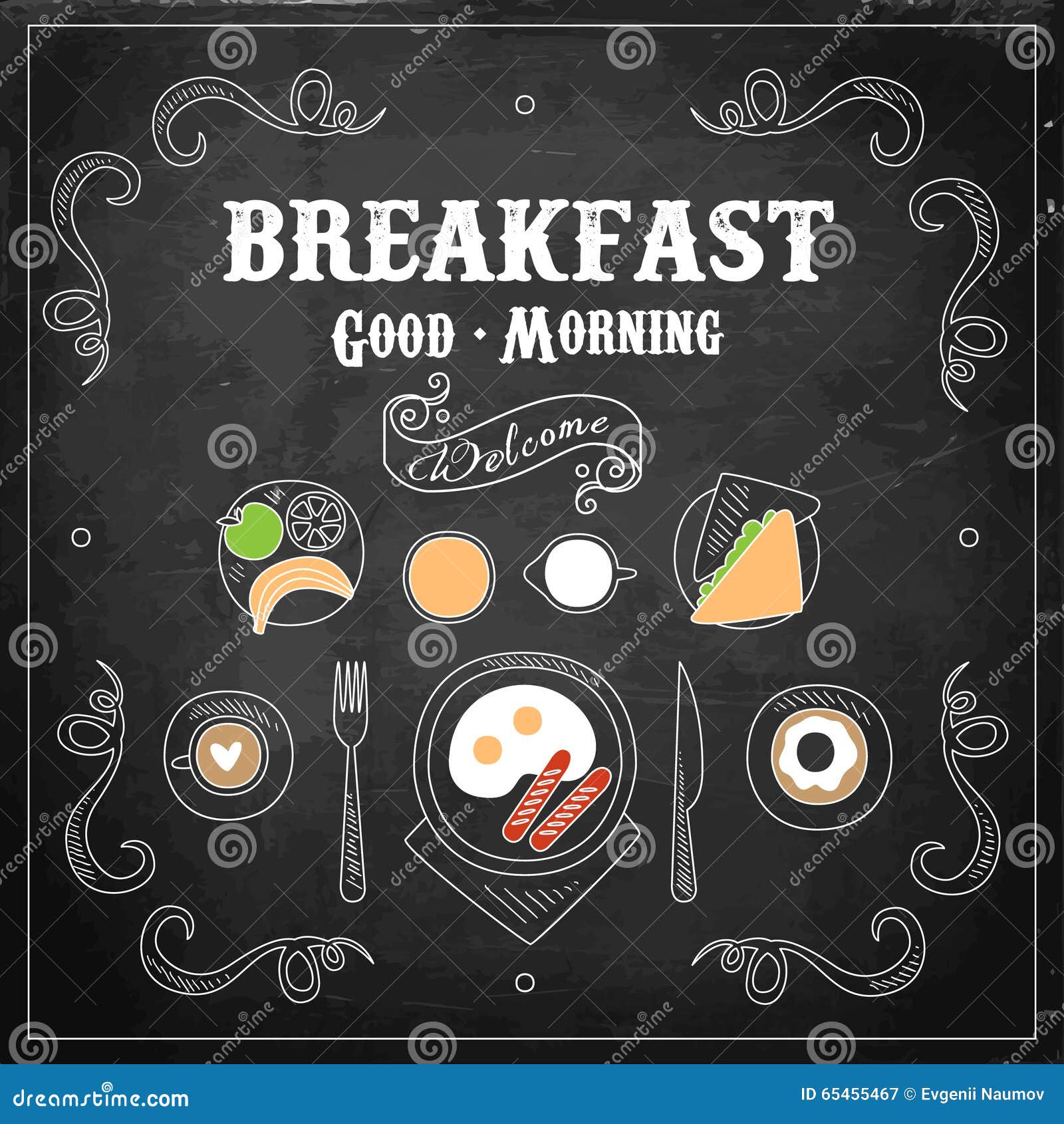 Chalkboard Breakfast Menu. Vector Illustration Stock Vector ...