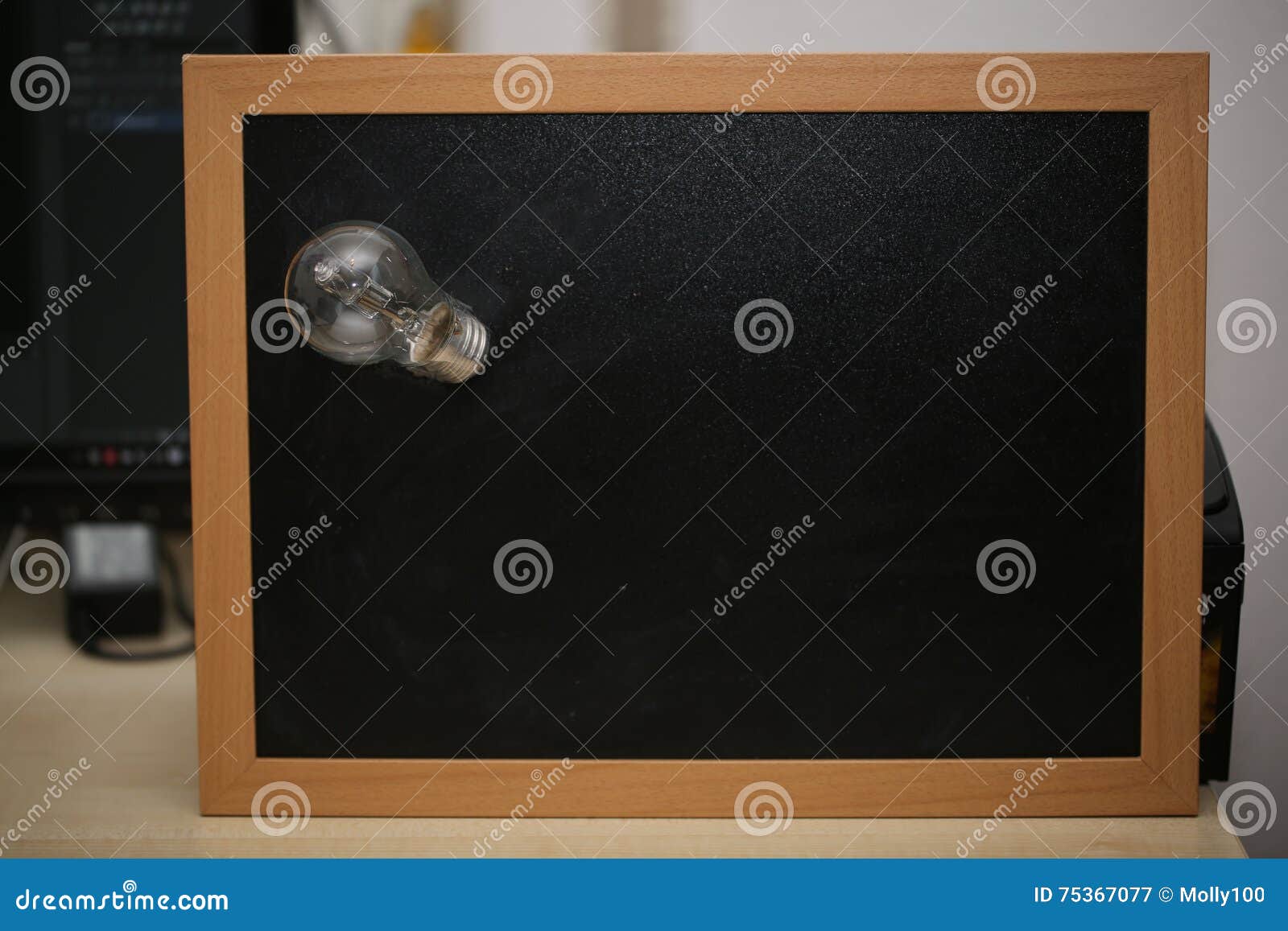 Chalkboard with Bulb, Symbolic of Ideas Stock Image - Image of ...