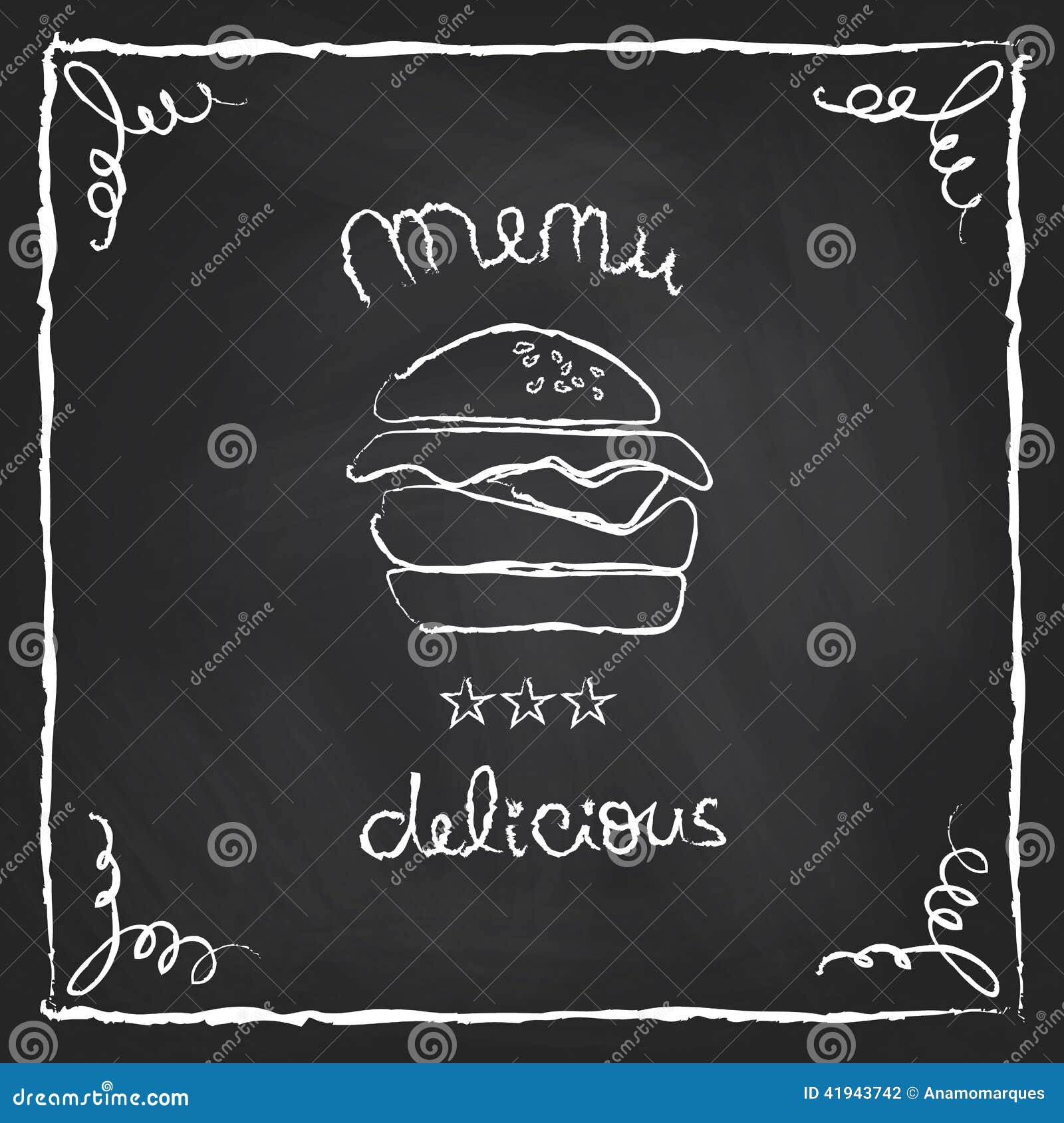 Chalkboard burger menu stock vector. Illustration of restaurant - 41943742