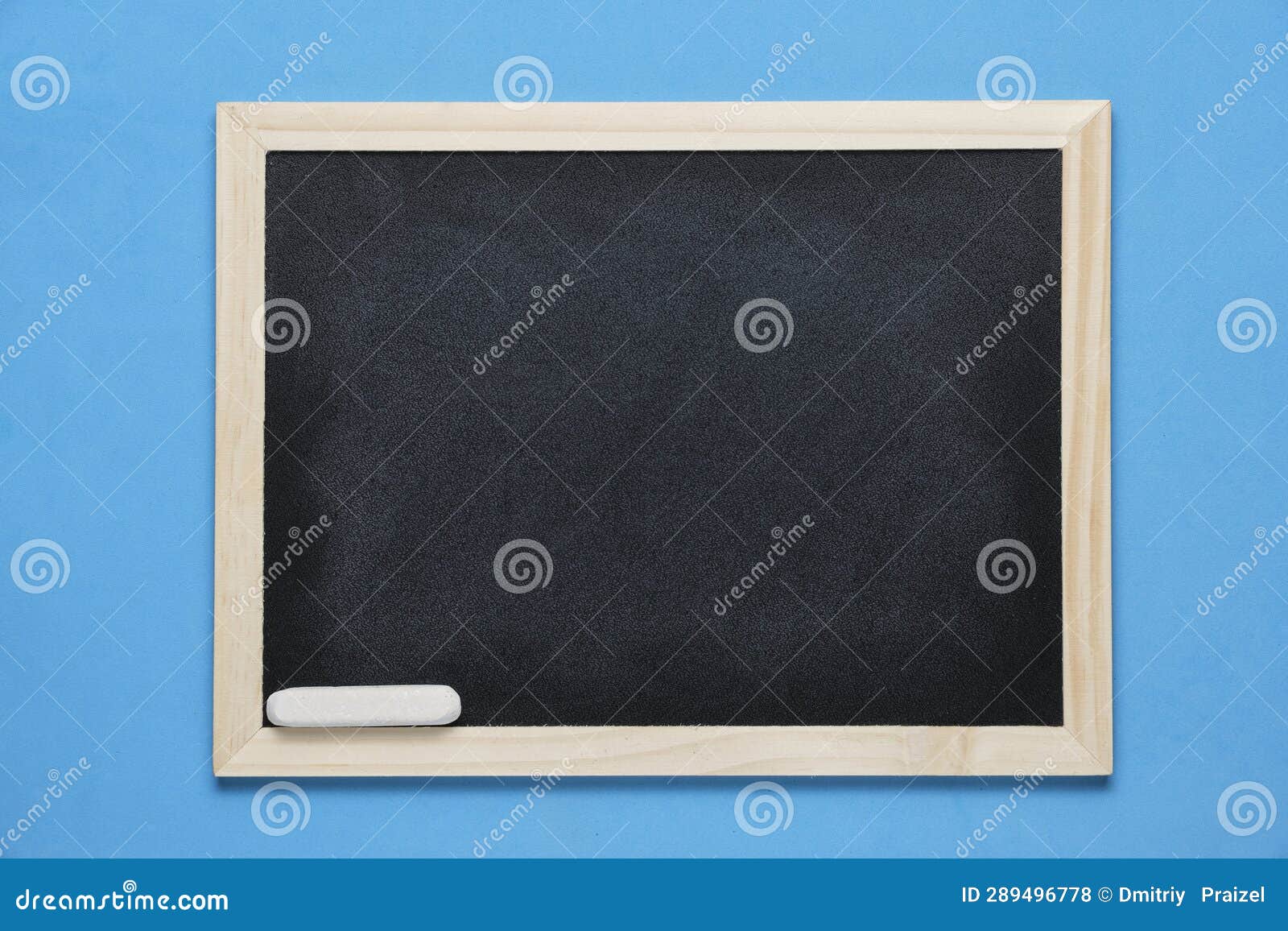 Chalkboard with Chalk on Bright Blue Background. Stock Photo - Image of ...