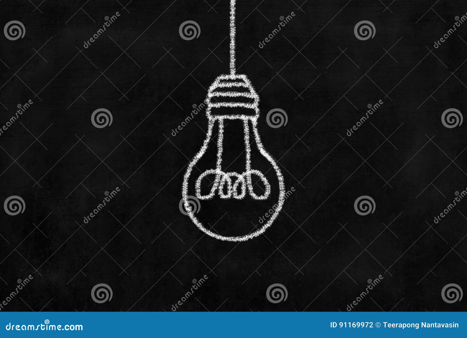 Chalkboard with Chalk Drawing of Hanging Light Bulb. Stock Photo ...