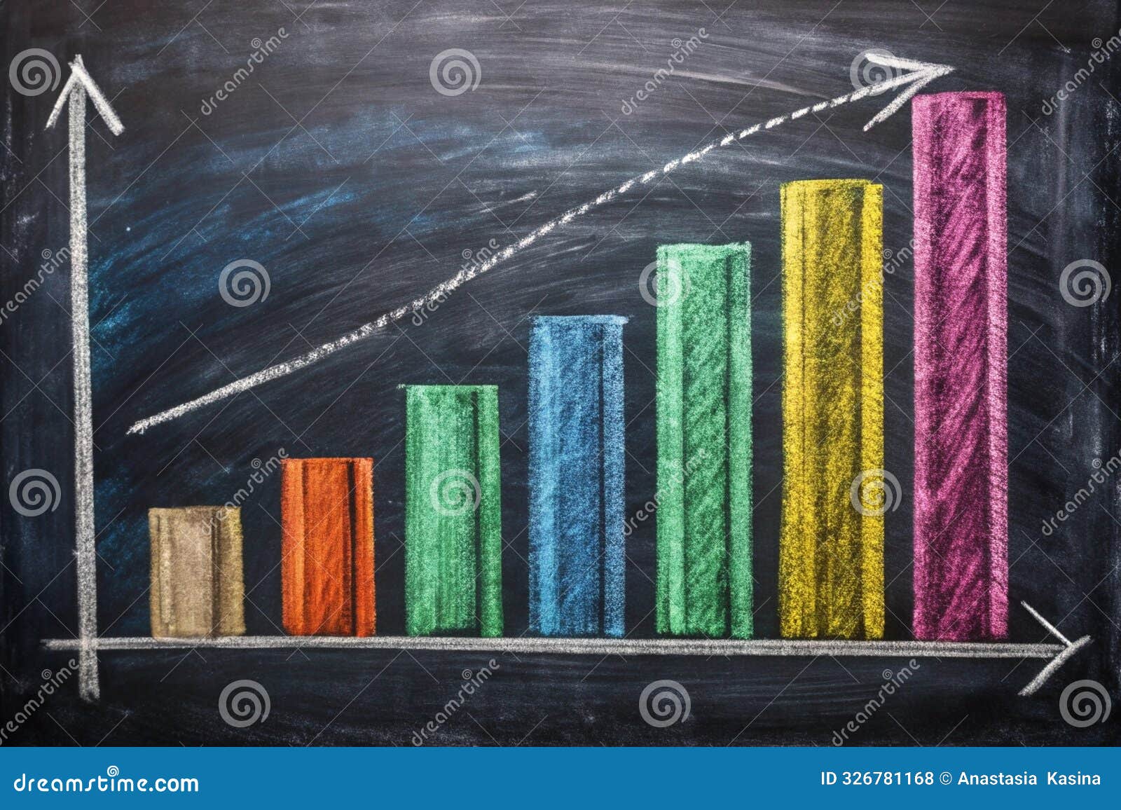 Chalkboard with a Colorful Growth Chart Stock Illustration ...