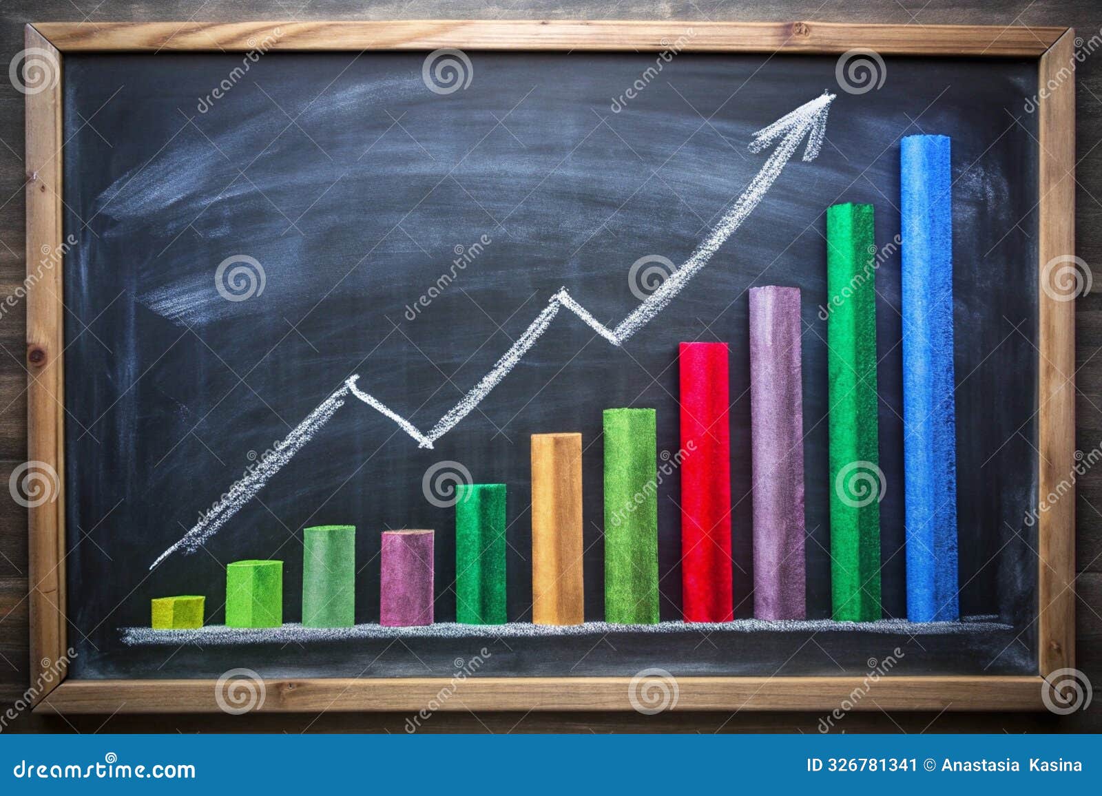 Chalkboard with a Colorful Growth Chart Stock Illustration ...