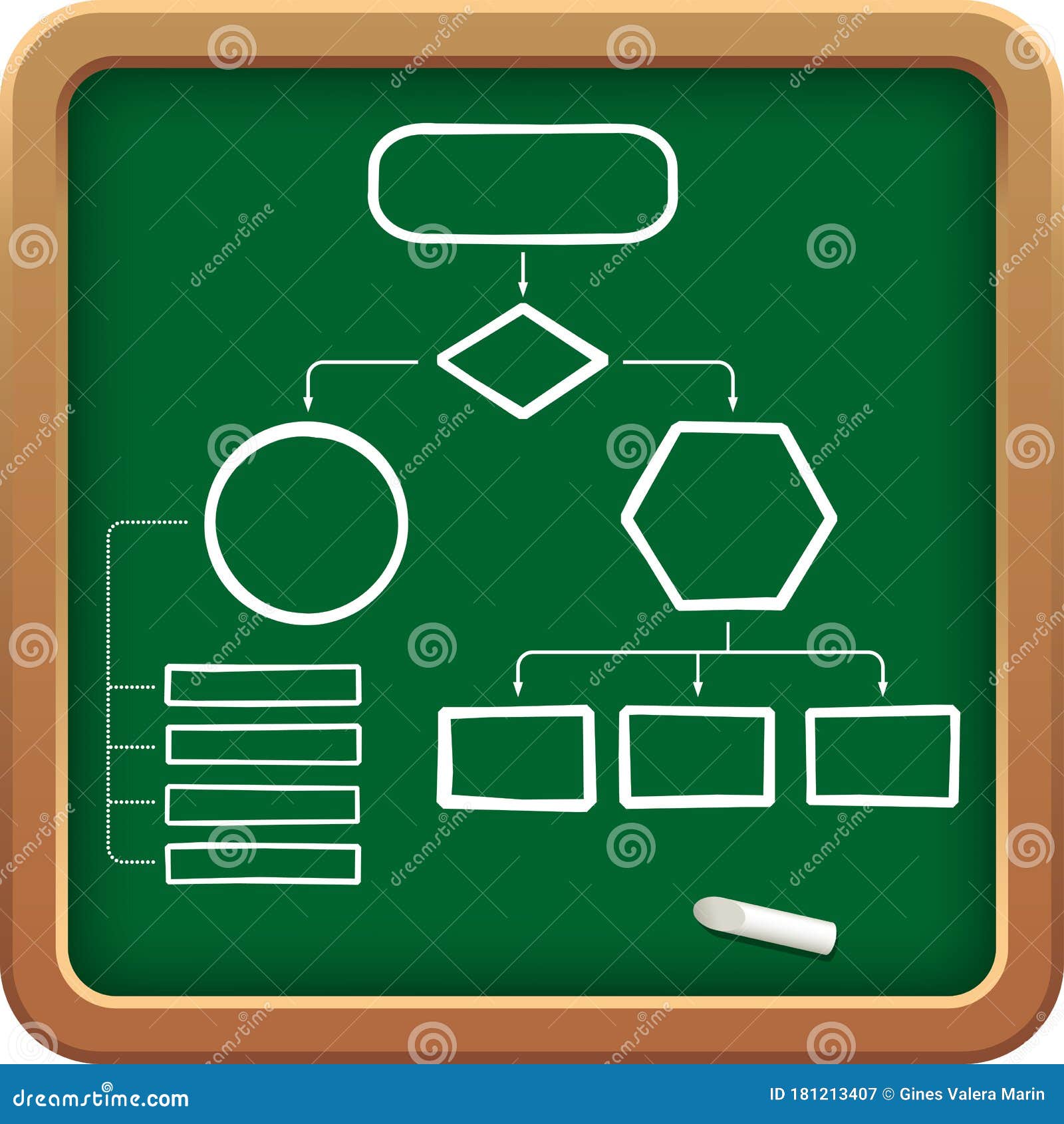 Chalkboard Computer Diagram Square Icon with 3D Effect Stock ...