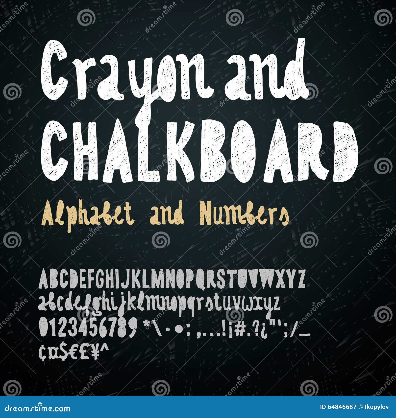 Chalkboard and Crayon Alphabet Stock Vector - Illustration of font ...