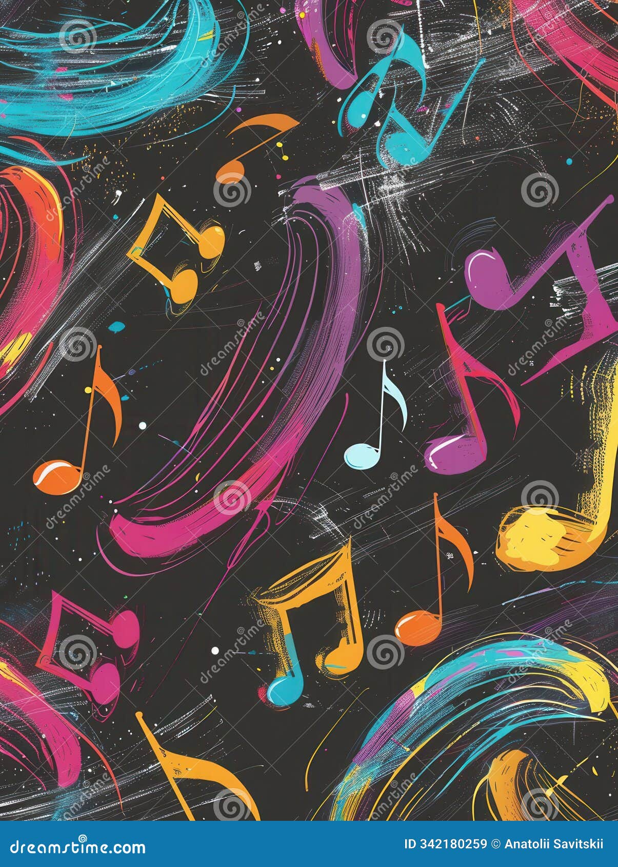 The Chalkboard Displays an Array of Colorful Brushstrokes and Musical ...