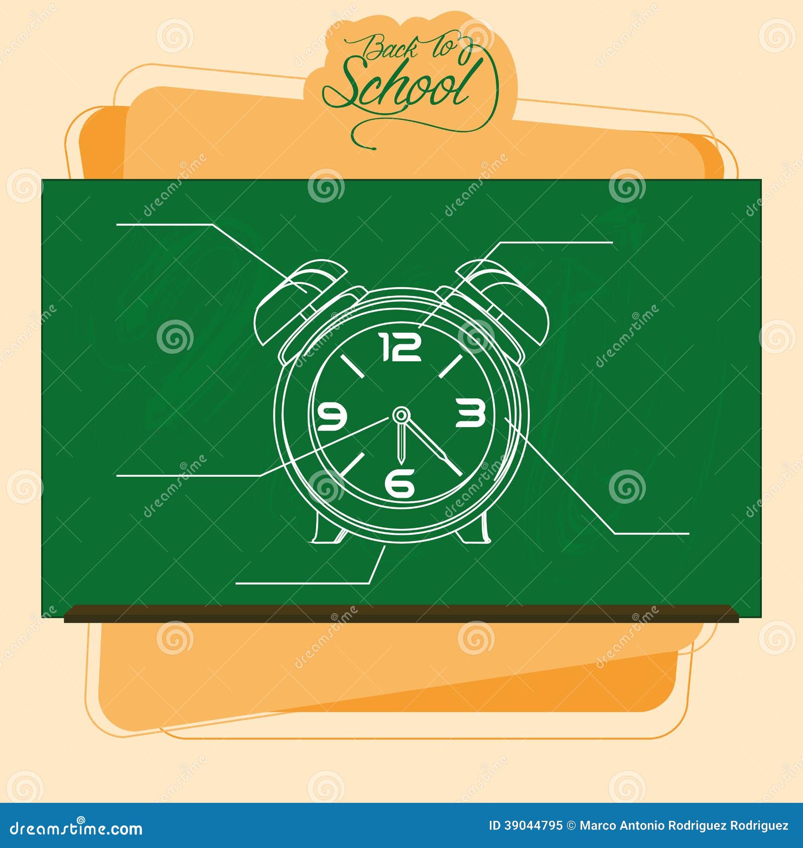 Chalkboard with a Drawing of a Alarm Clock Stock Vector - Illustration ...