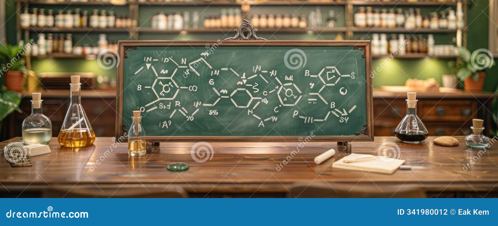 Chalkboard Drawing of Chemical Structures Exploring Scientific ...