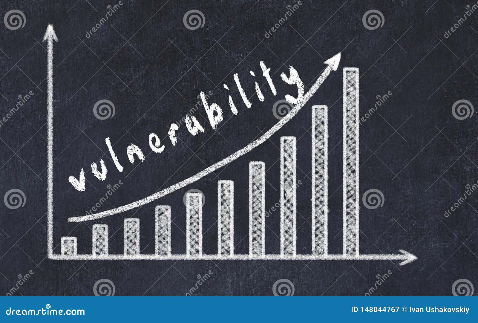 Chalkboard Drawing of Increasing Business Graph with Up Arrow and ...