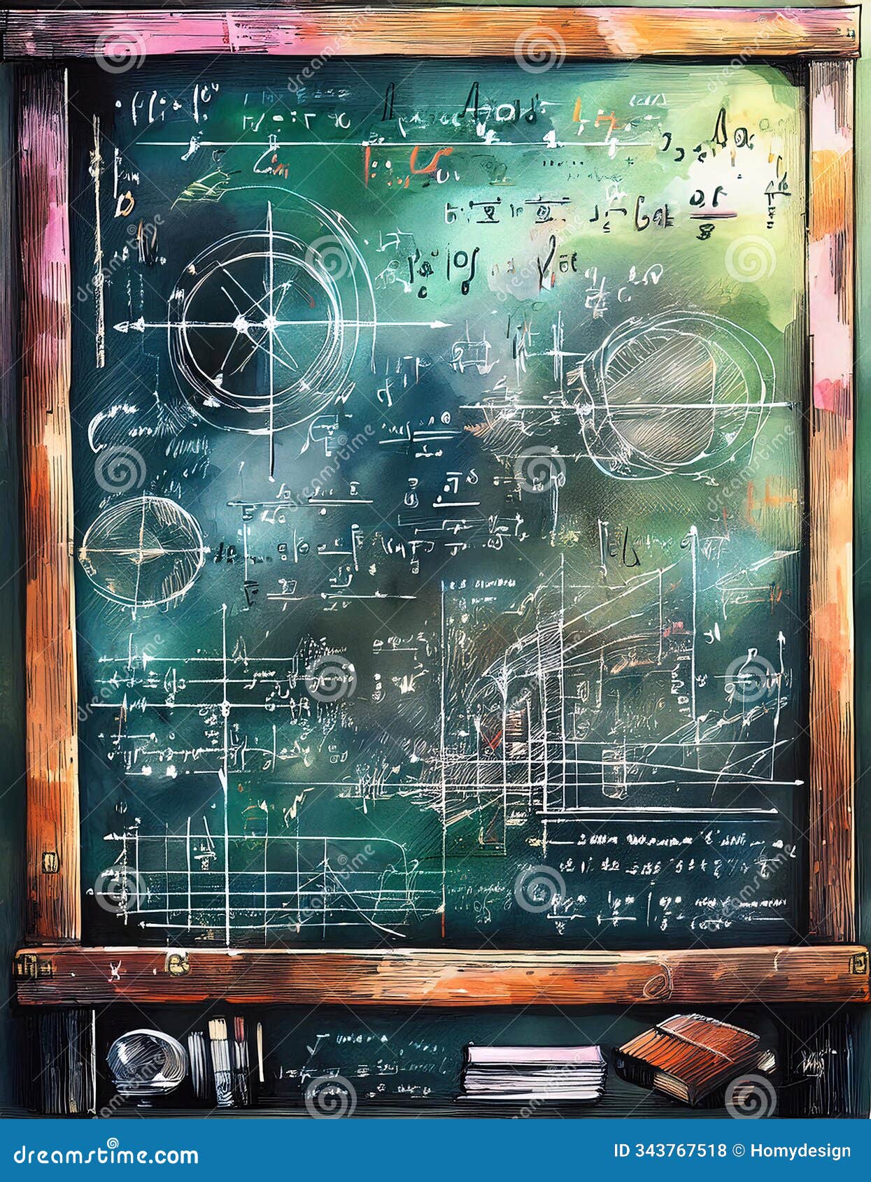 Chalkboard With Complex Equations And Diagrams Showcasing Mathematical ...