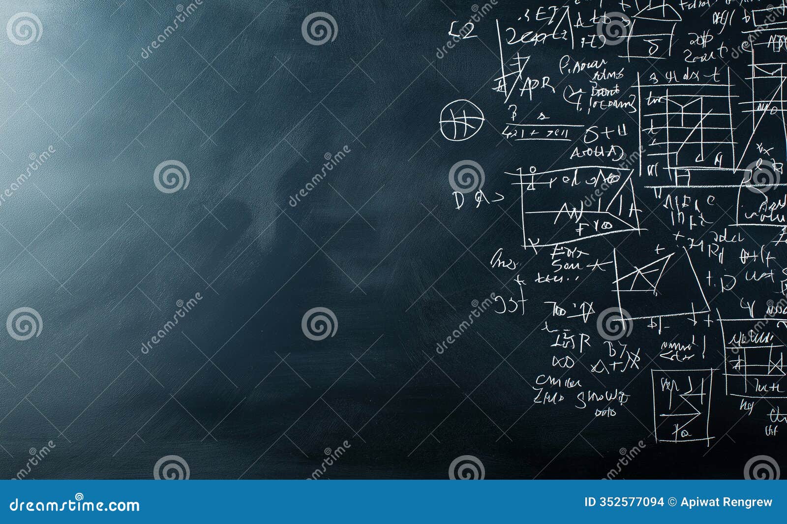 Chalkboard Filled with Complex Mathematical Equations and Diagrams ...