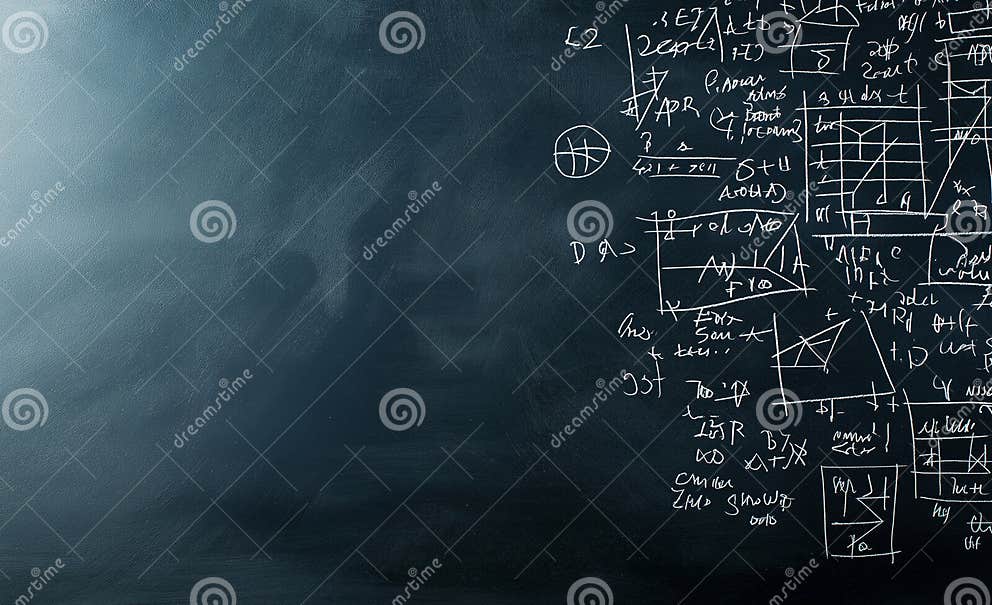 Chalkboard Filled with Complex Mathematical Equations and Diagrams Showcasing Intricate ...
