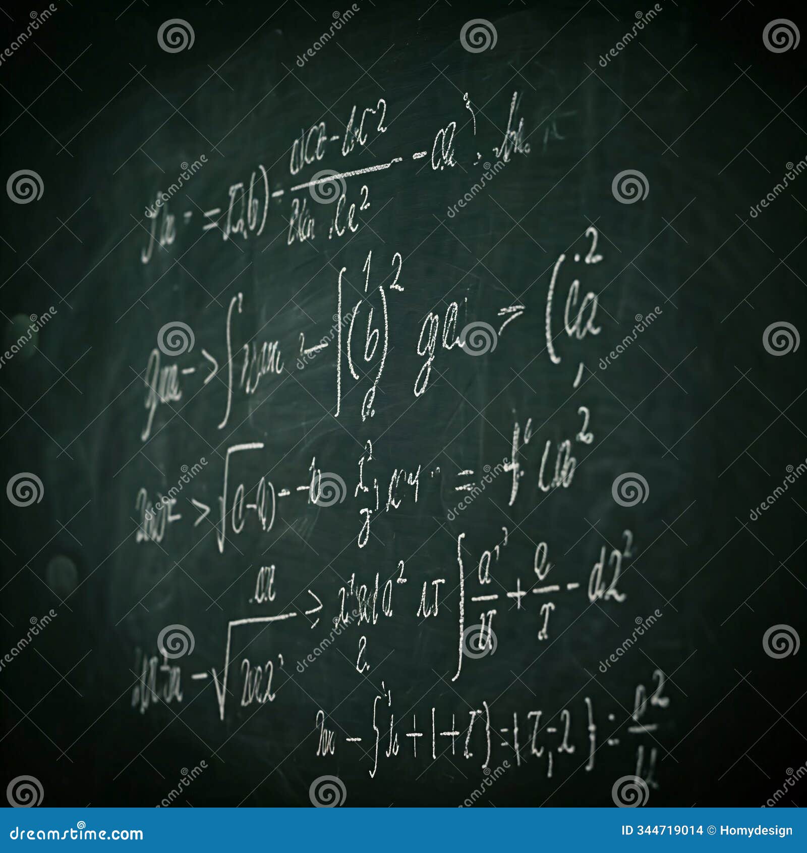 Chalkboard With Complex Equations And Diagrams Showcasing Mathematical ...