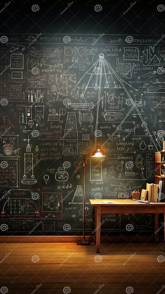 Chalkboard Filled with Math Formulas, Part of a 3D School Concept Stock ...