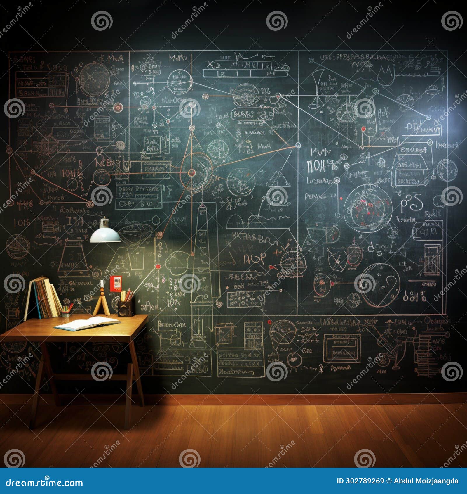 A Chalkboard Filled With Formulas, Equations, And Diagrams Stock ...