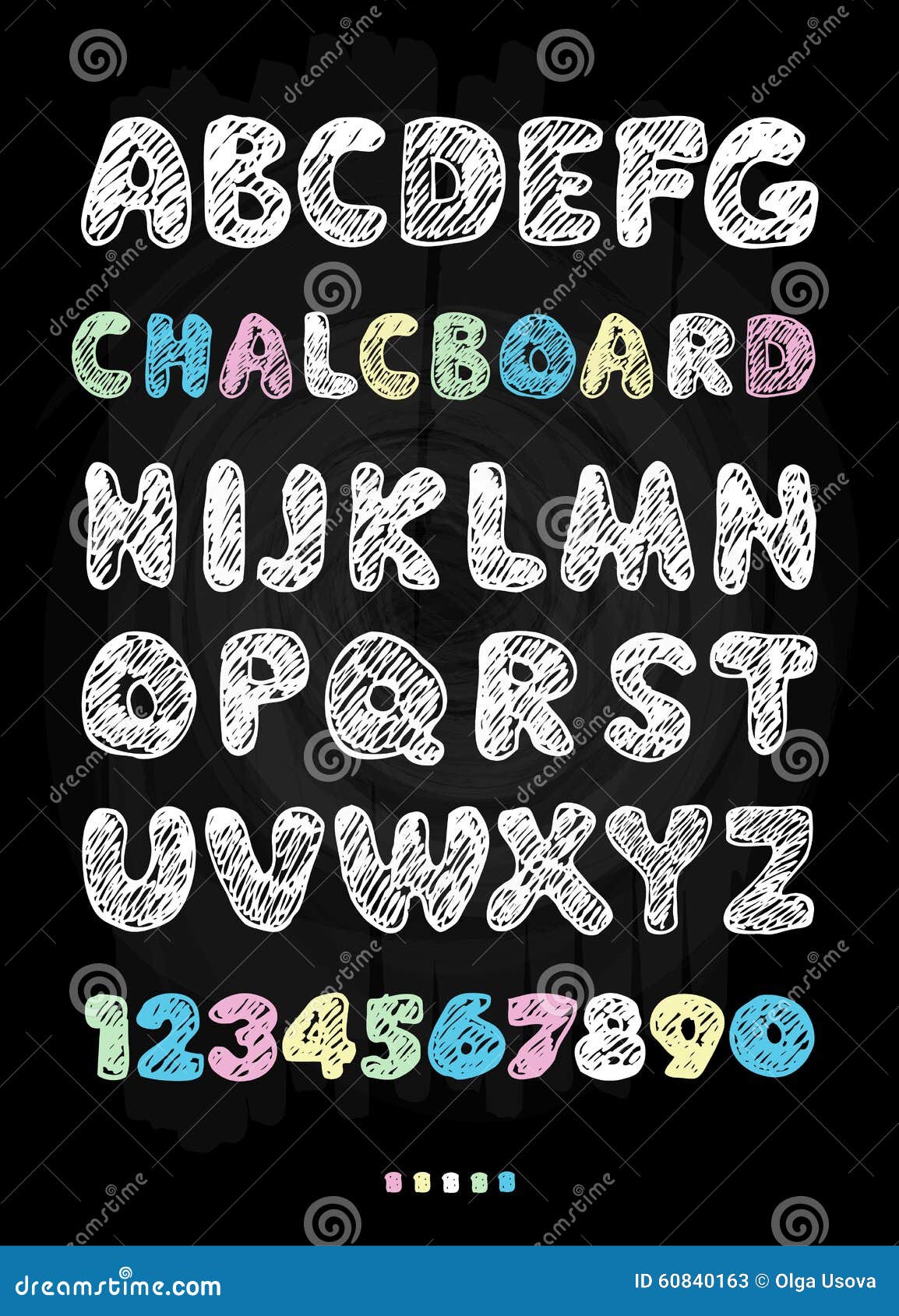 Chalkboard Font. Hand Draw Alphabet. Cartoon Vector | CartoonDealer.com ...