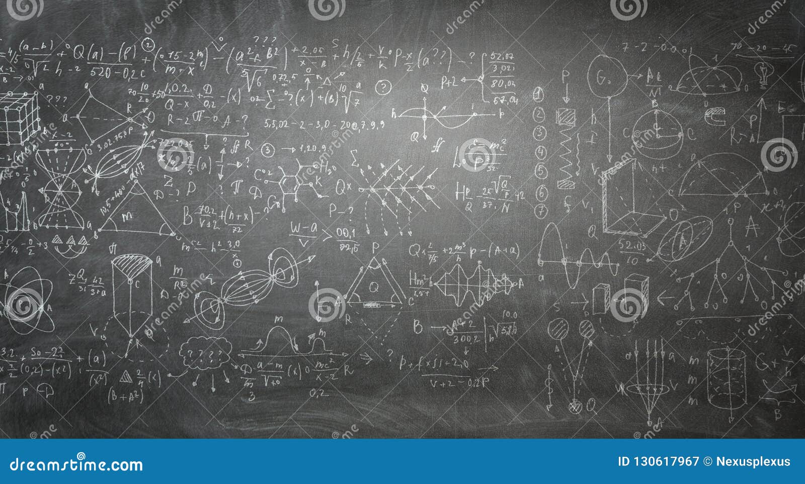 Chalkboard with formulas stock illustration. Illustration of solution ...