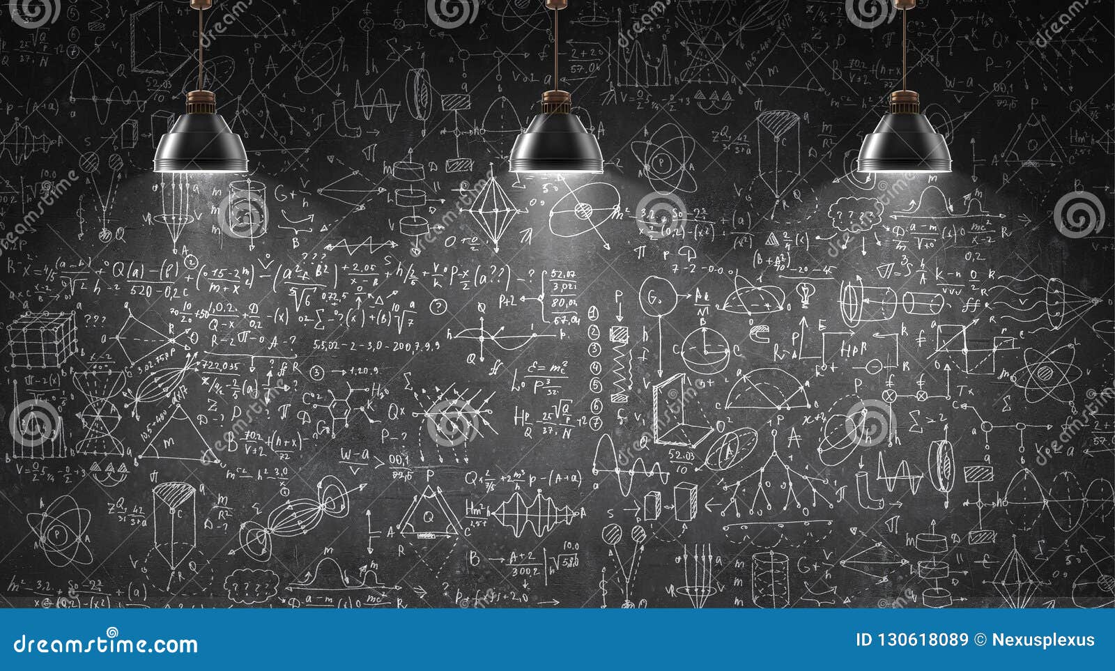 Chalkboard with formulas stock illustration. Illustration of blackboard ...