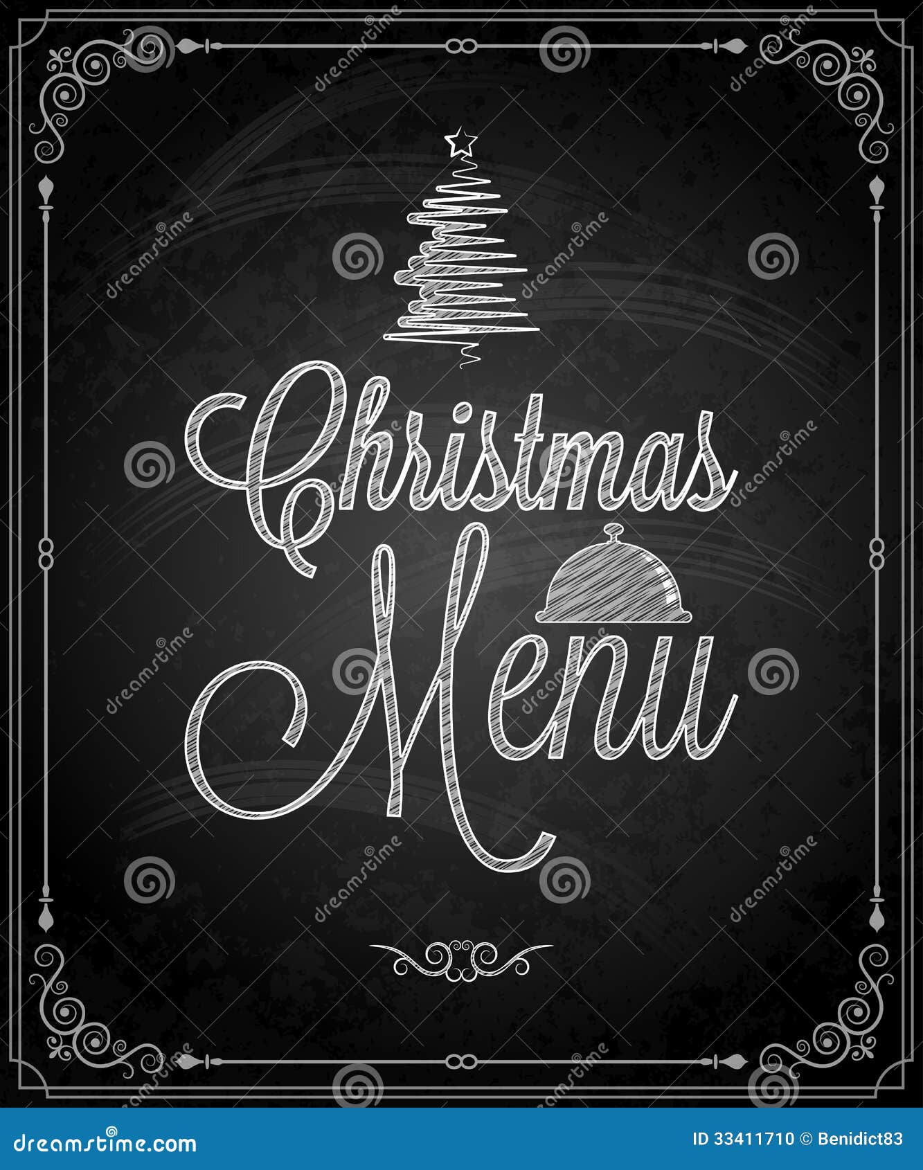 Chalkboard - Frame Merry Christmas Menu Stock Vector - Illustration of ...