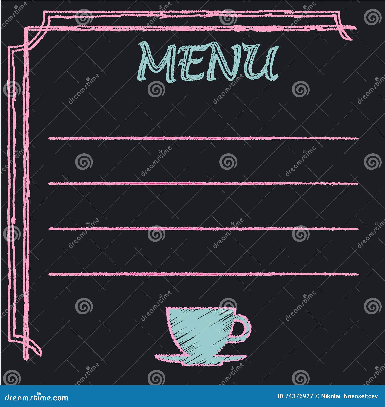 Chalkboard Frame with Place for Menu Text. Stock Vector - Illustration ...