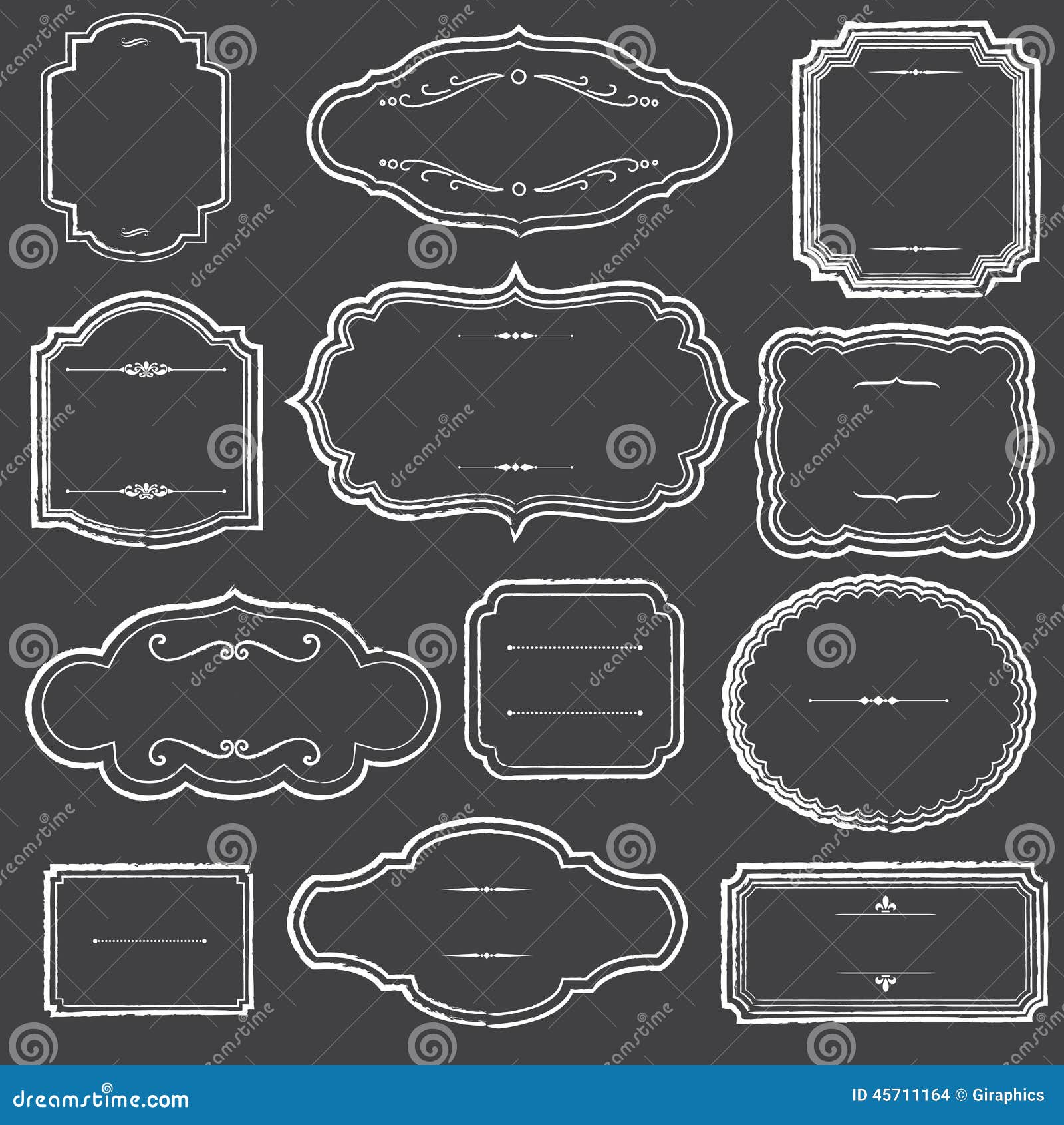 Chalkboard Frames and Ornaments Stock Vector - Illustration of ...