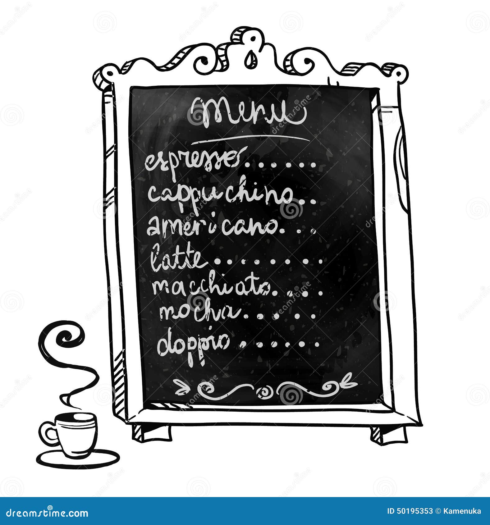 Chalkboard. Hand Drawn. Coffee Shop Menu Cartoon Vector | CartoonDealer ...
