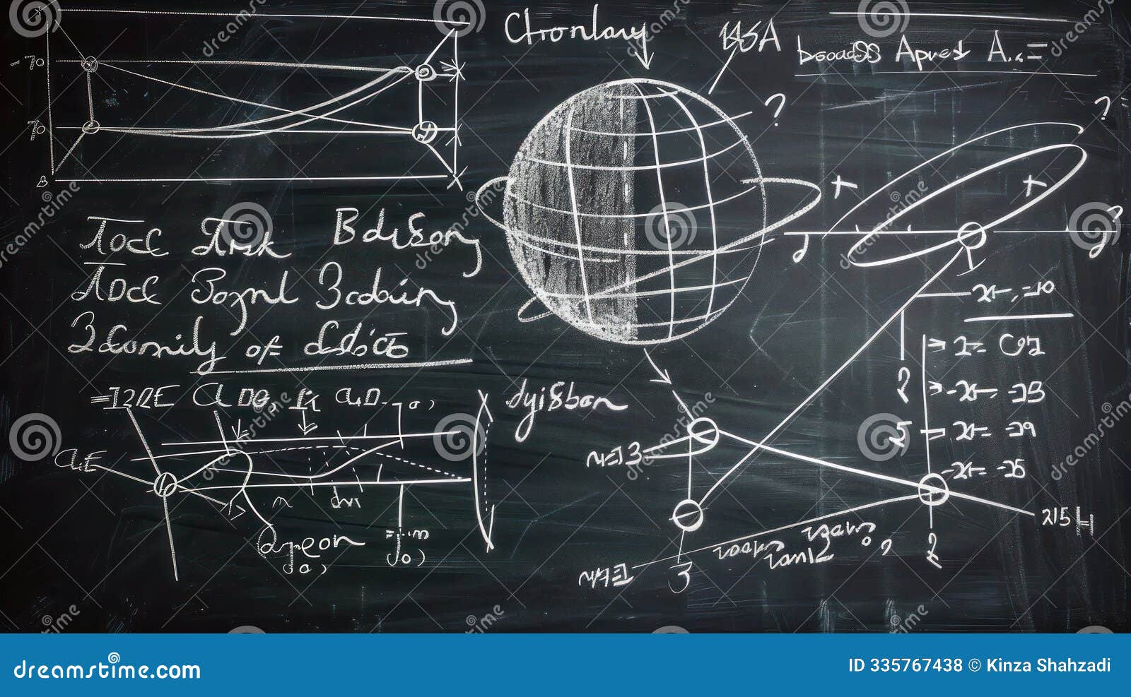 A Chalkboard With Handwritten Math Equations And Diagrams Royalty-Free ...