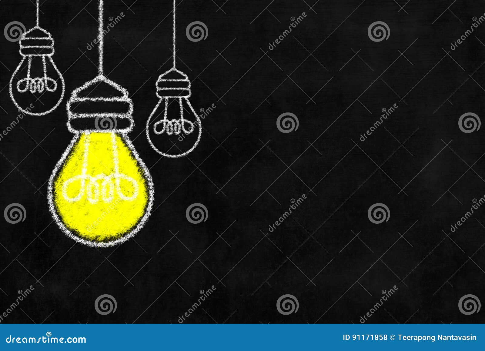 Chalkboard with Light Bulb. Stock Illustration - Illustration of energy ...
