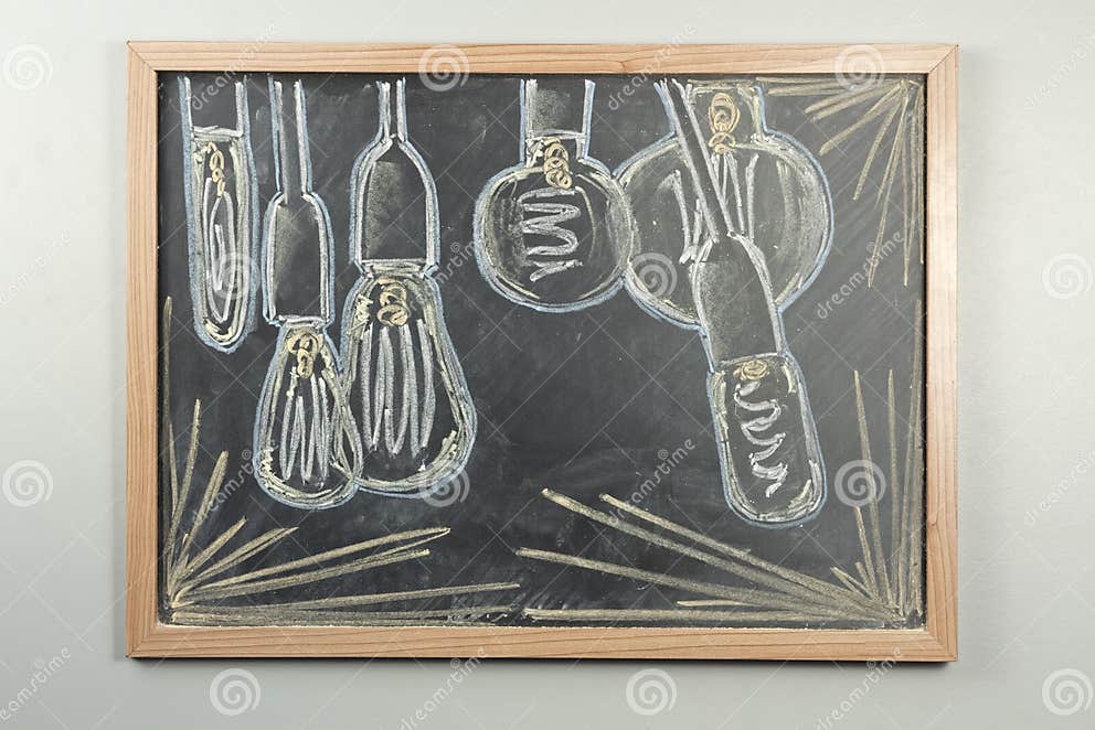 Chalkboard Lightbulbs stock photo. Image of board, classroom - 55906964