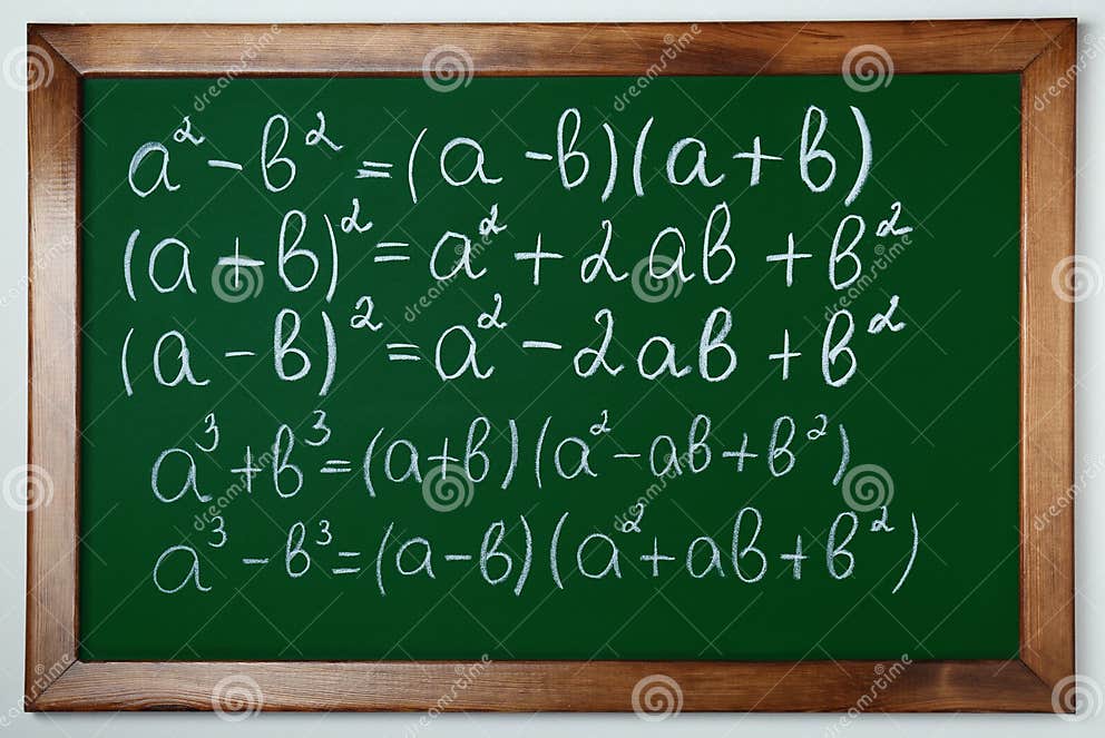 Chalkboard with Many Different Math Formulas on White Wall Stock Image ...