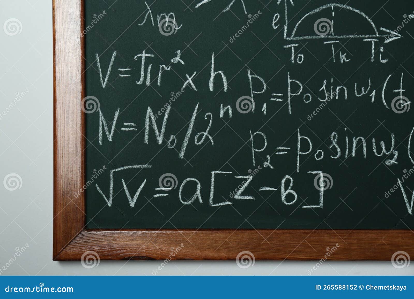 Chalkboard with Many Different Math Formulas on White Wall, Closeup ...