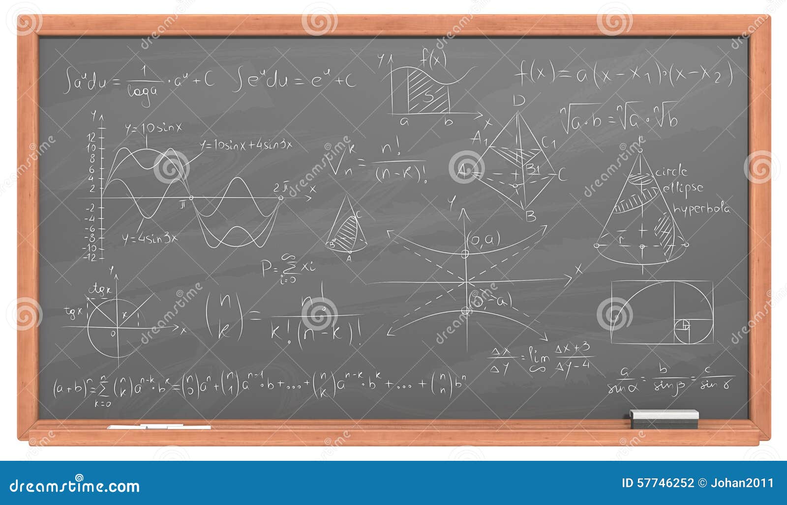 Chalkboard with Math. stock illustration. Illustration of graph - 57746252