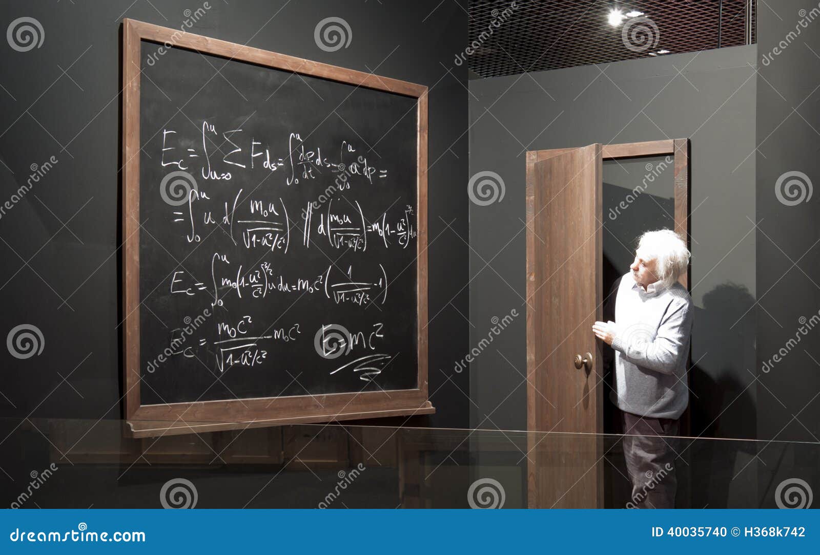 Chalkboard with Math Formulas and Einstein Model. Editorial Image ...