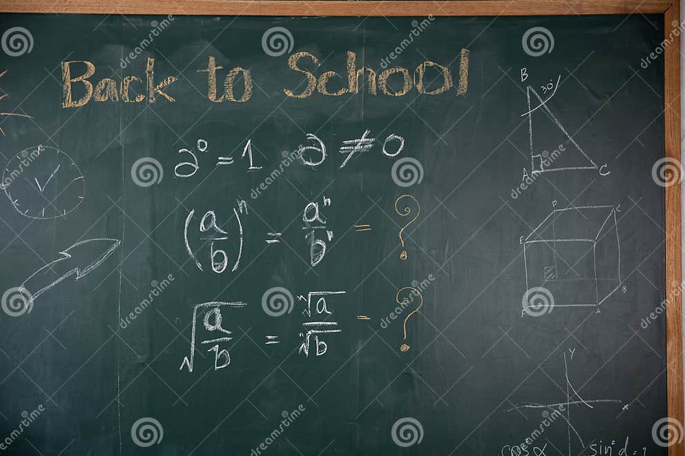 A Chalkboard with Math Problems and the Words Back To School Written on ...