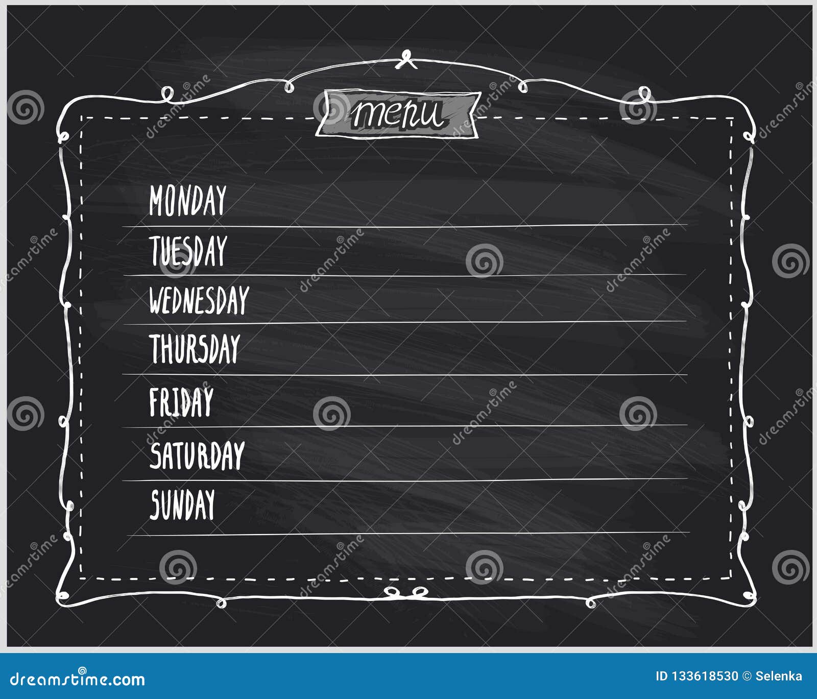 Chalkboard Meal Planning Menu Stock Vector - Illustration of friday ...