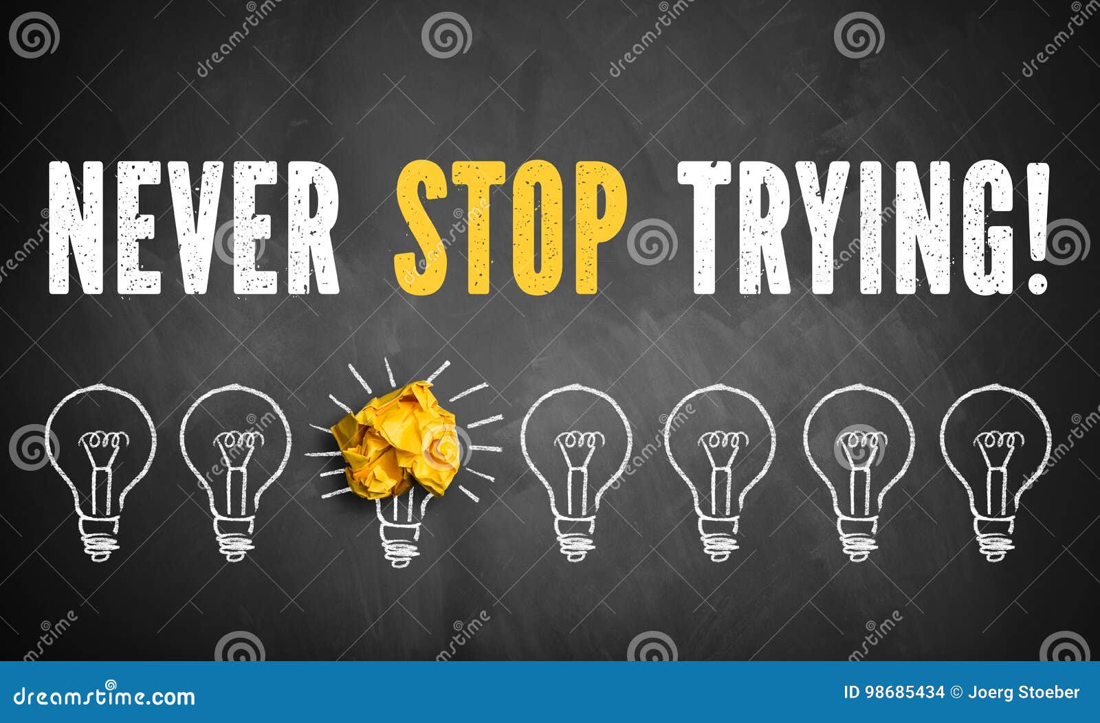 Chalkboard with the Message `never Stop Trying` Stock Illustration ...