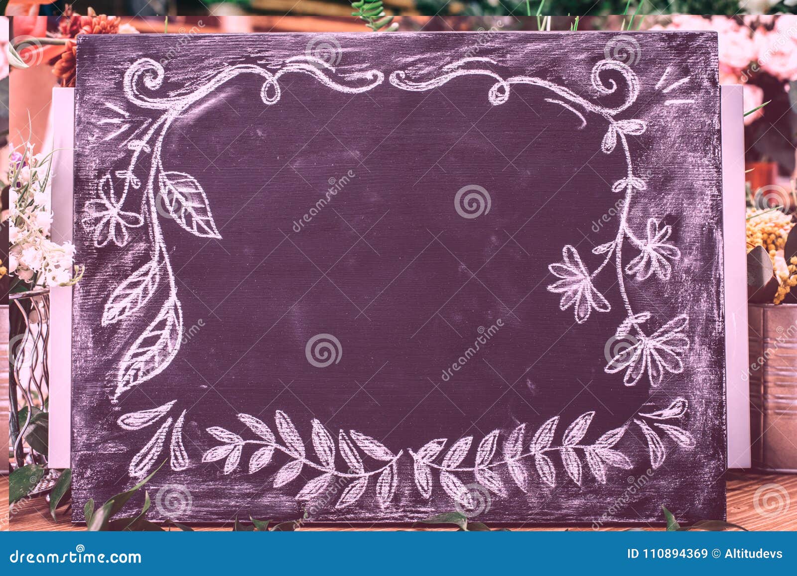 Chalkboard with Ornamental Pattern and Empty Space Stock Image - Image ...