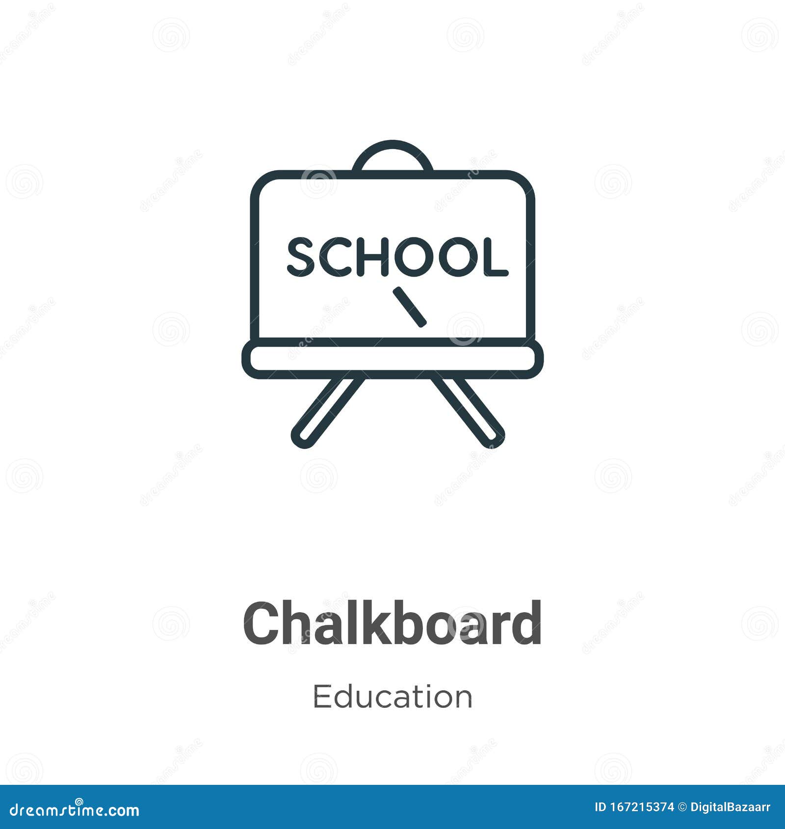 Chalkboard Outline Vector Icon. Thin Line Black Chalkboard Icon, Flat ...