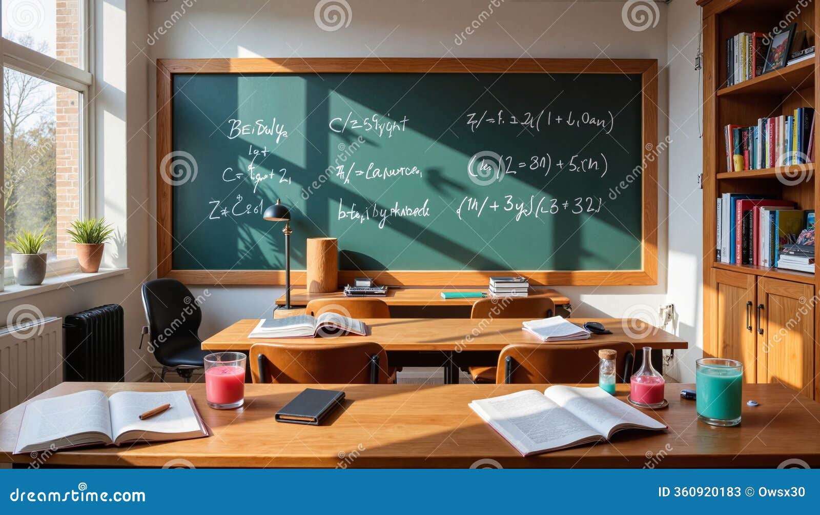 Chalkboard with Physics Equations in a Cozy Science Lab, Educational ...