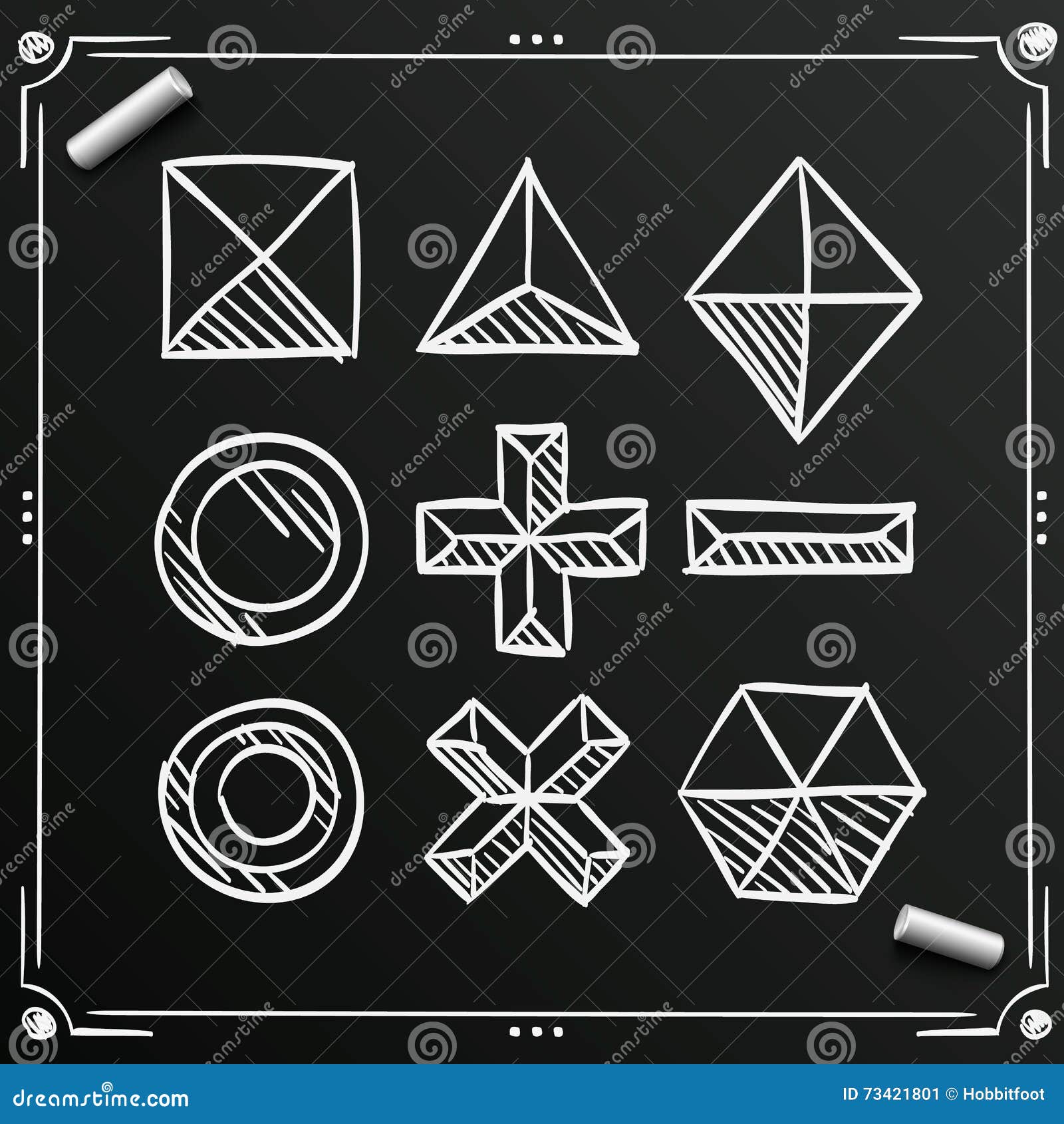 Sketch Shapes. Hand Drawn Monochrome Geometric Elements Frames, Strokes ...