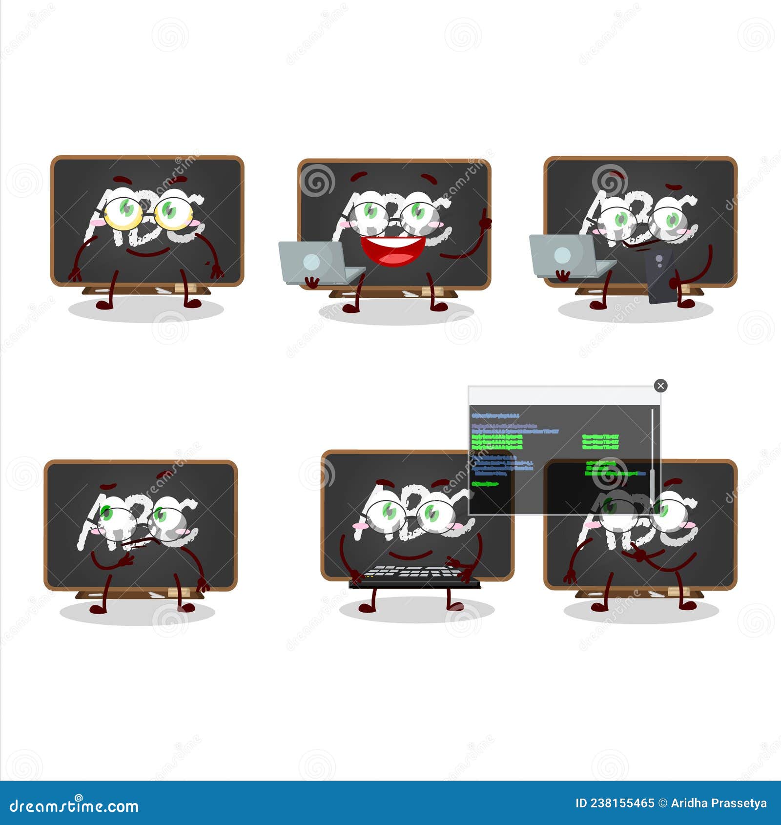 Chalkboard Programmer Cute in Cartoon Character with Stock Vector ... Chalkboard Programmer Cute in Cartoon Character with Stock Vector ...