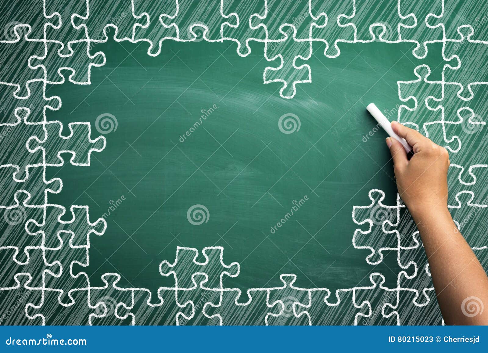 Chalkboard with Puzzle Pieces and Empty Space for Text Stock Image ...