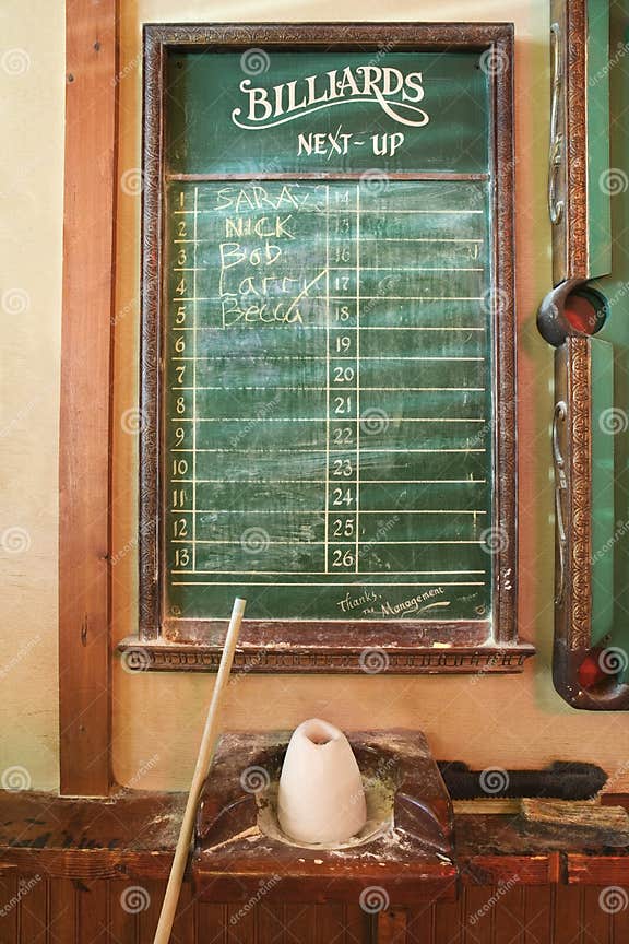 Chalkboard Queue for Billiards. Stock Image - Image of billiards, score ...