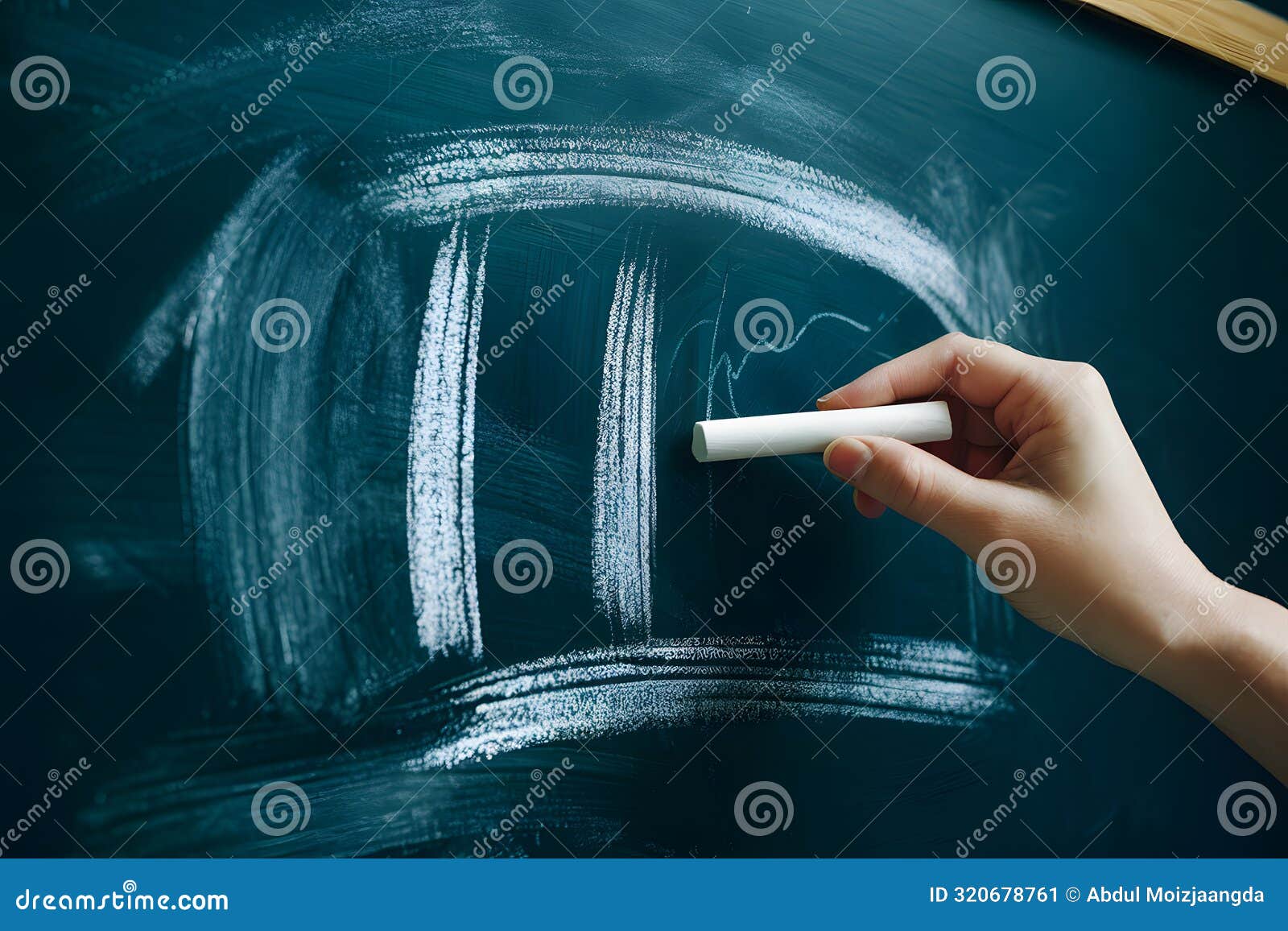 Chalkboard Ready for Creativity, Hand with Chalk Poised To Draw or ...