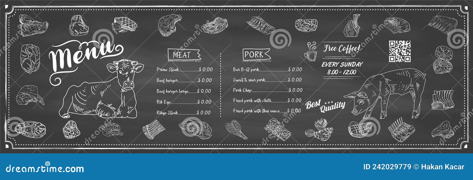 Chalkboard Restaurant Menu. Vector Stock Vector - Illustration of ...
