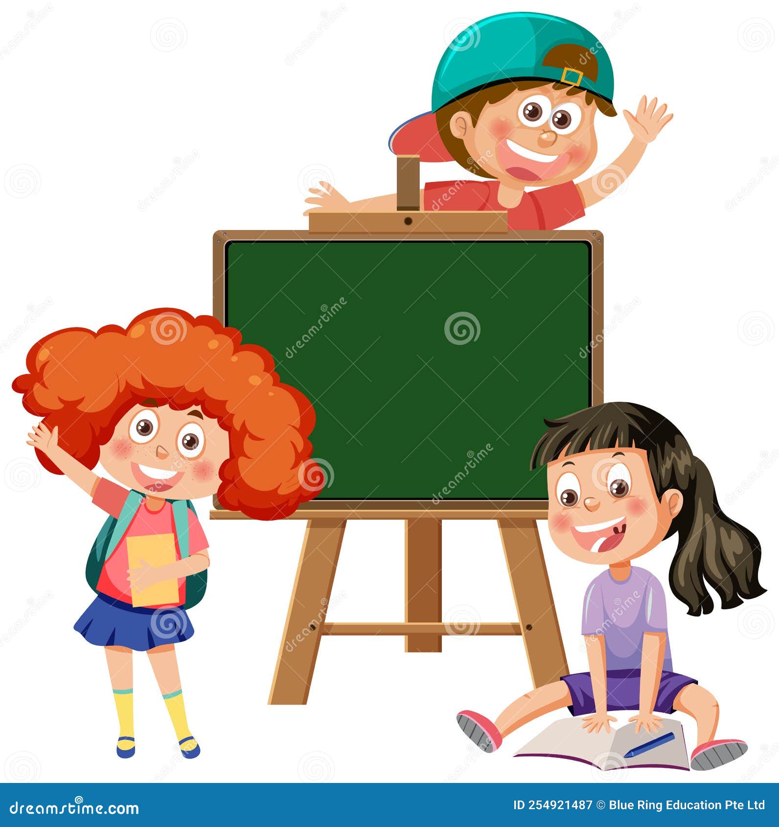 Chalkboard with School Kids Template Stock Vector - Illustration of ...
