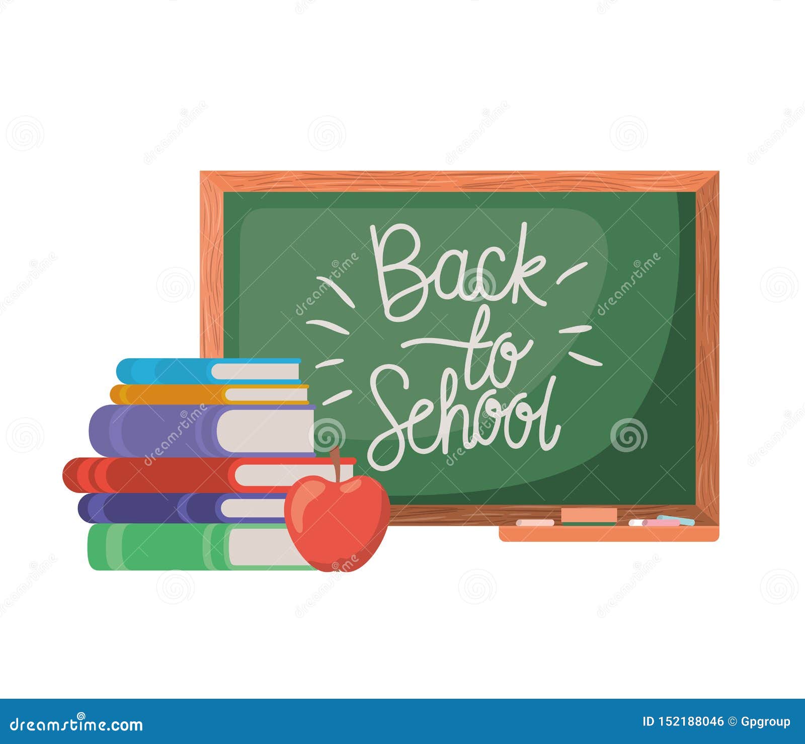 Chalkboard School with Stack of Books Stock Vector - Illustration of ...