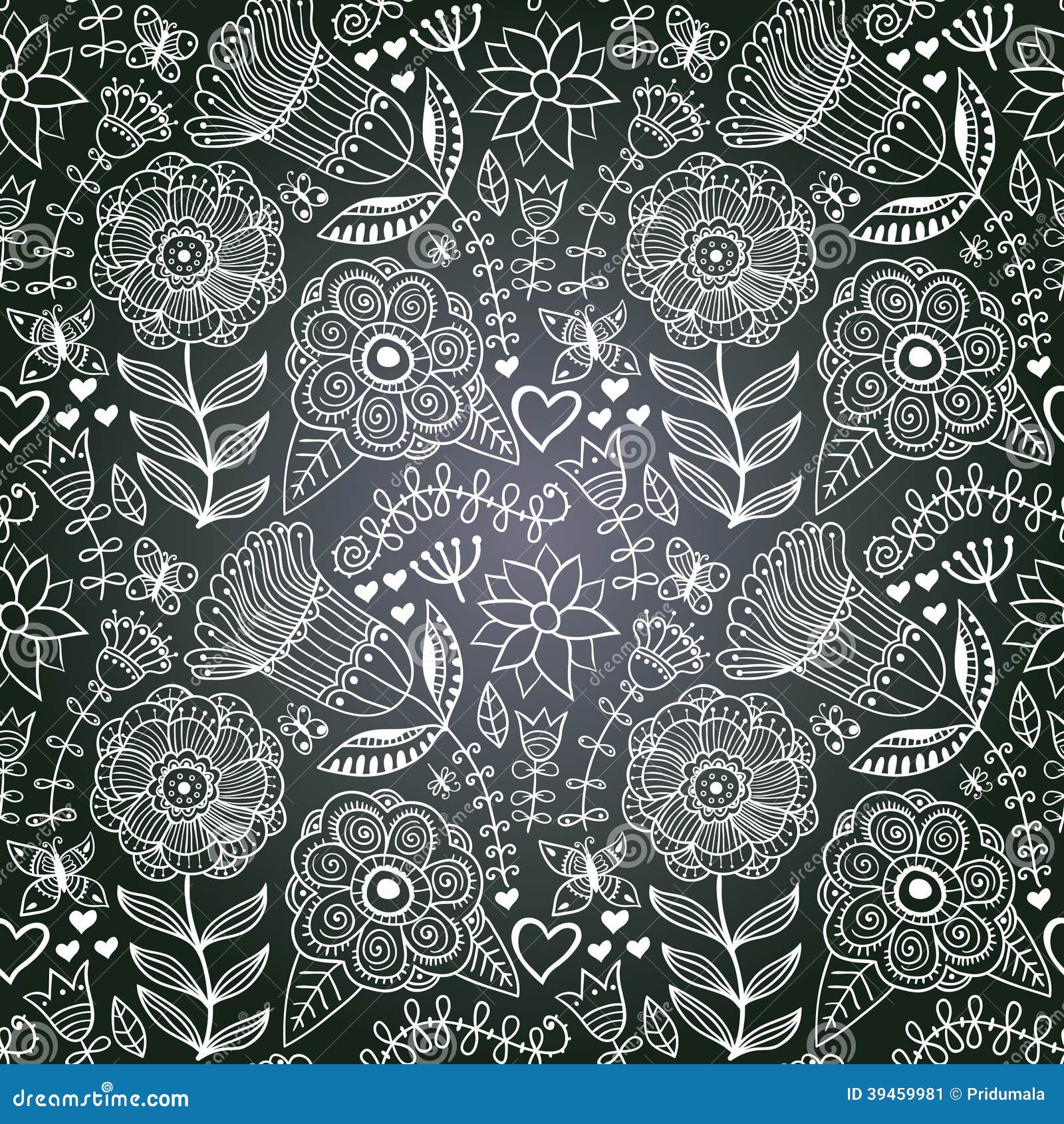 Chalkboard Seamless Floral Pattern. Copy that Square To the Sid Stock ...