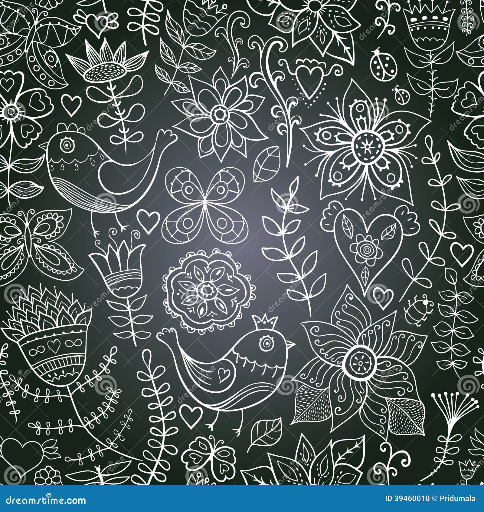 Chalkboard Seamless Floral Pattern. Copy that Square To the Sid Stock ...