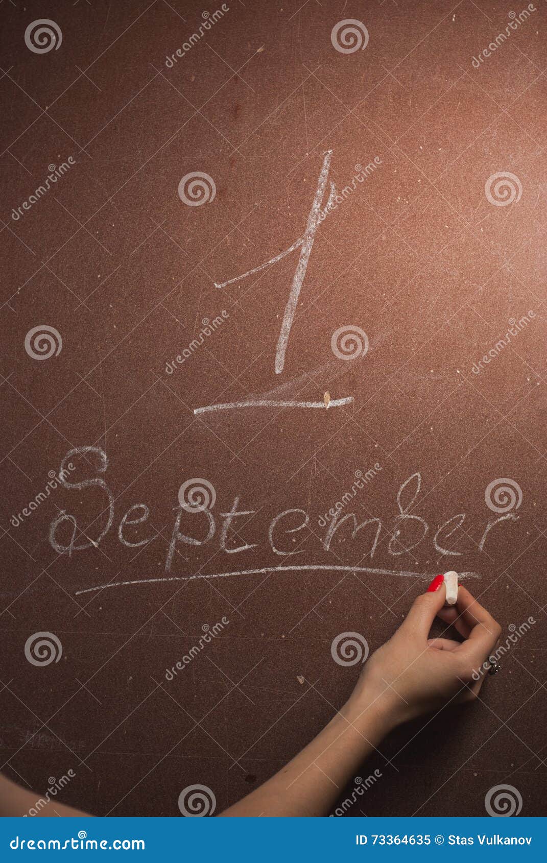 Chalkboard with September 1 Written in White Chalk, Hand Writing on a ...